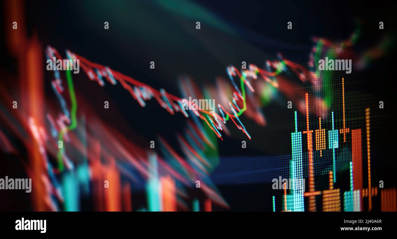 Digital graph interface over dark blue background. Concept of stock ...