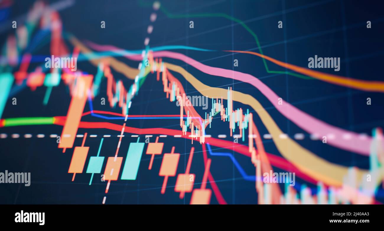 Economic graph with diagrams on the stock market, for business and ...