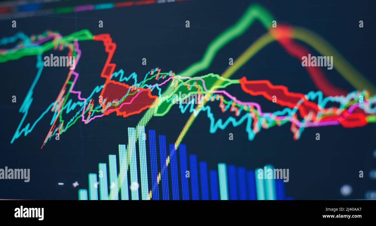 Economic graph with diagrams on the stock market, for business and ...