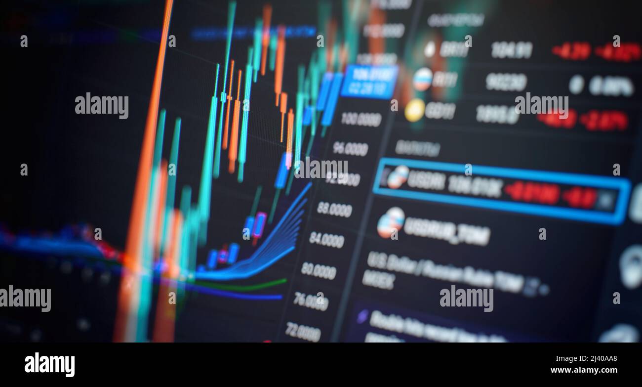 Economic graph with diagrams on the stock market, for business and ...