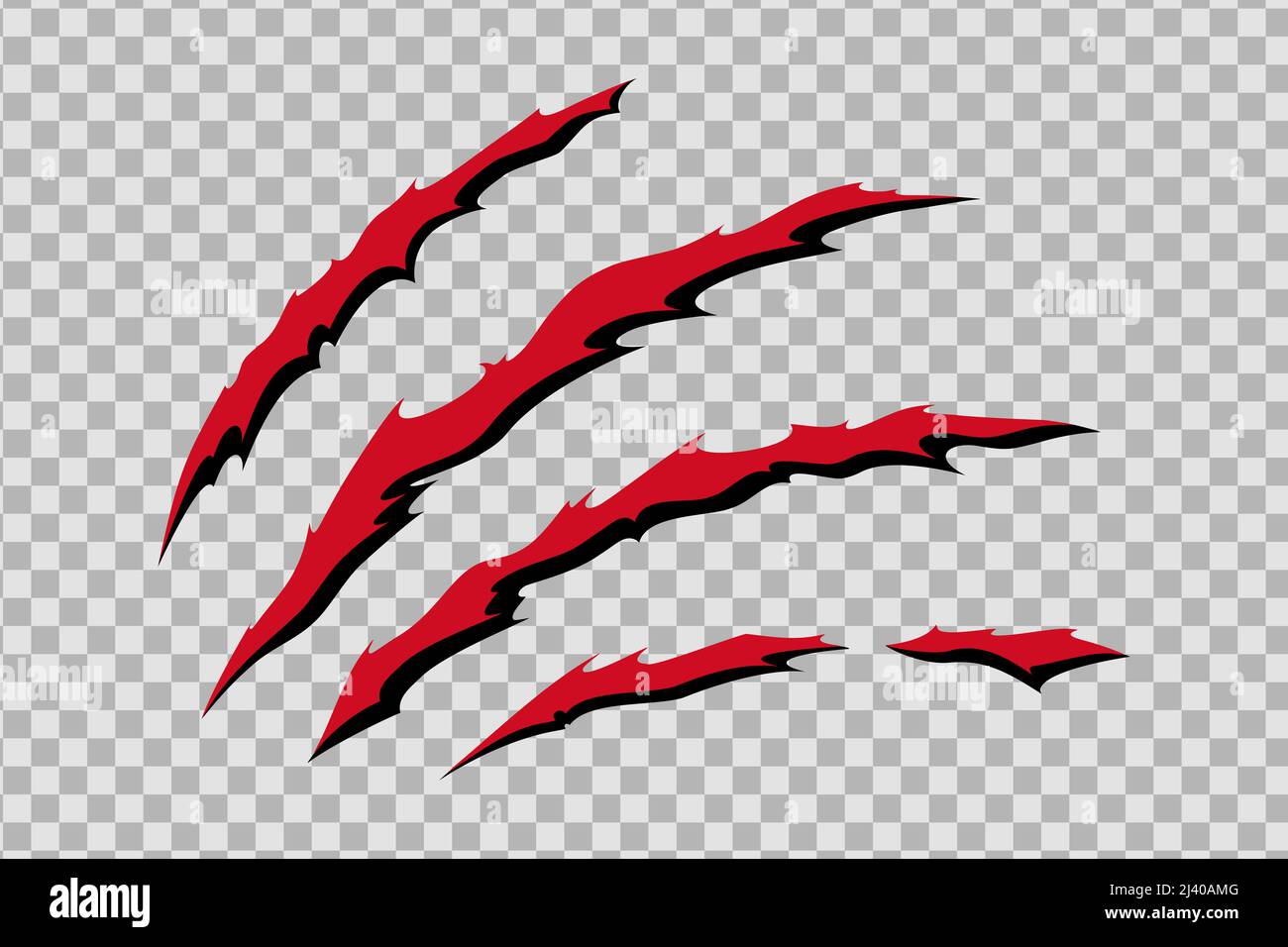 Claw scratches of wild animal. Cat scratches marks with blood isolated ...