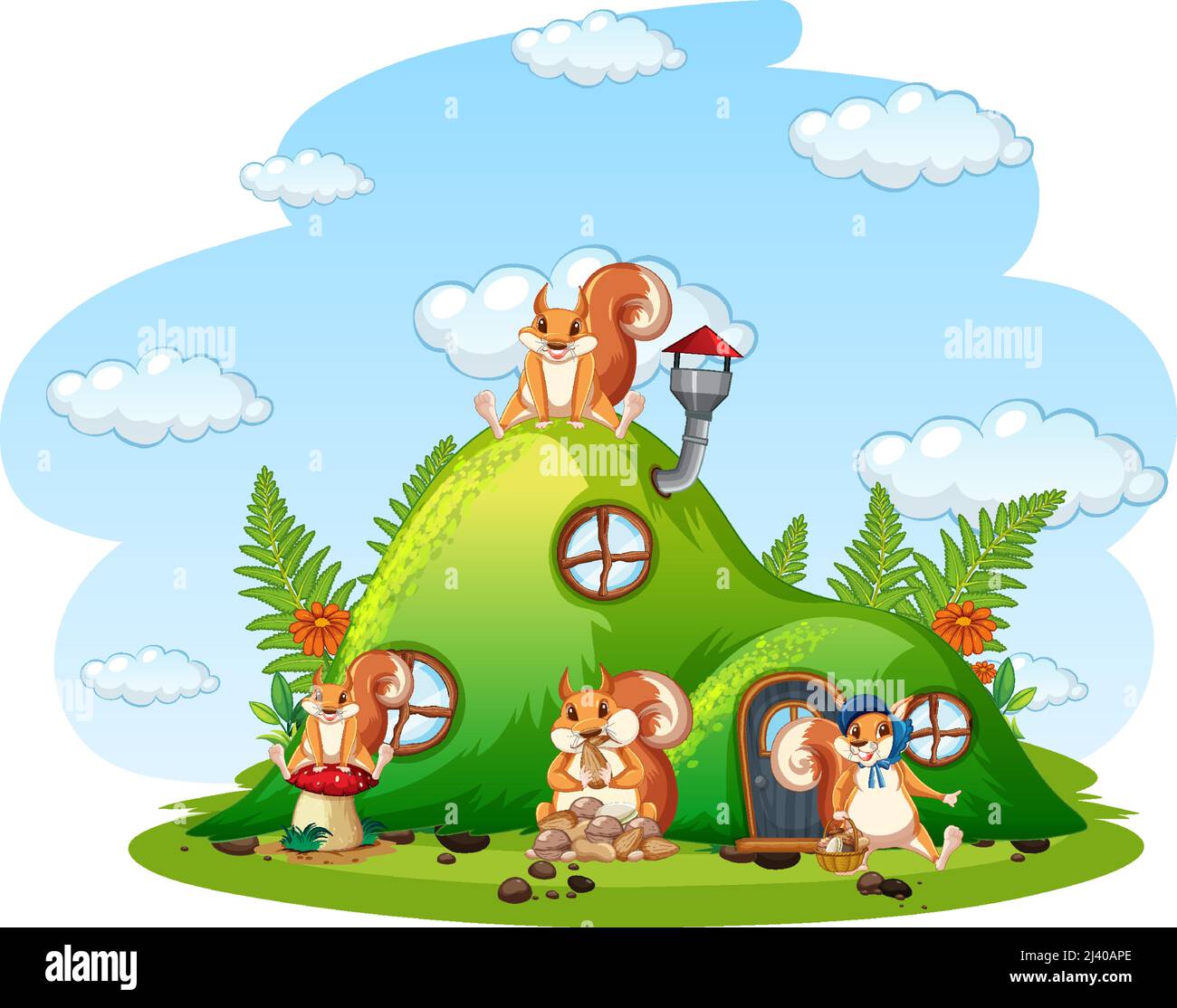 Scene with squirrels in the house illustration Stock Vector Image & Art ...