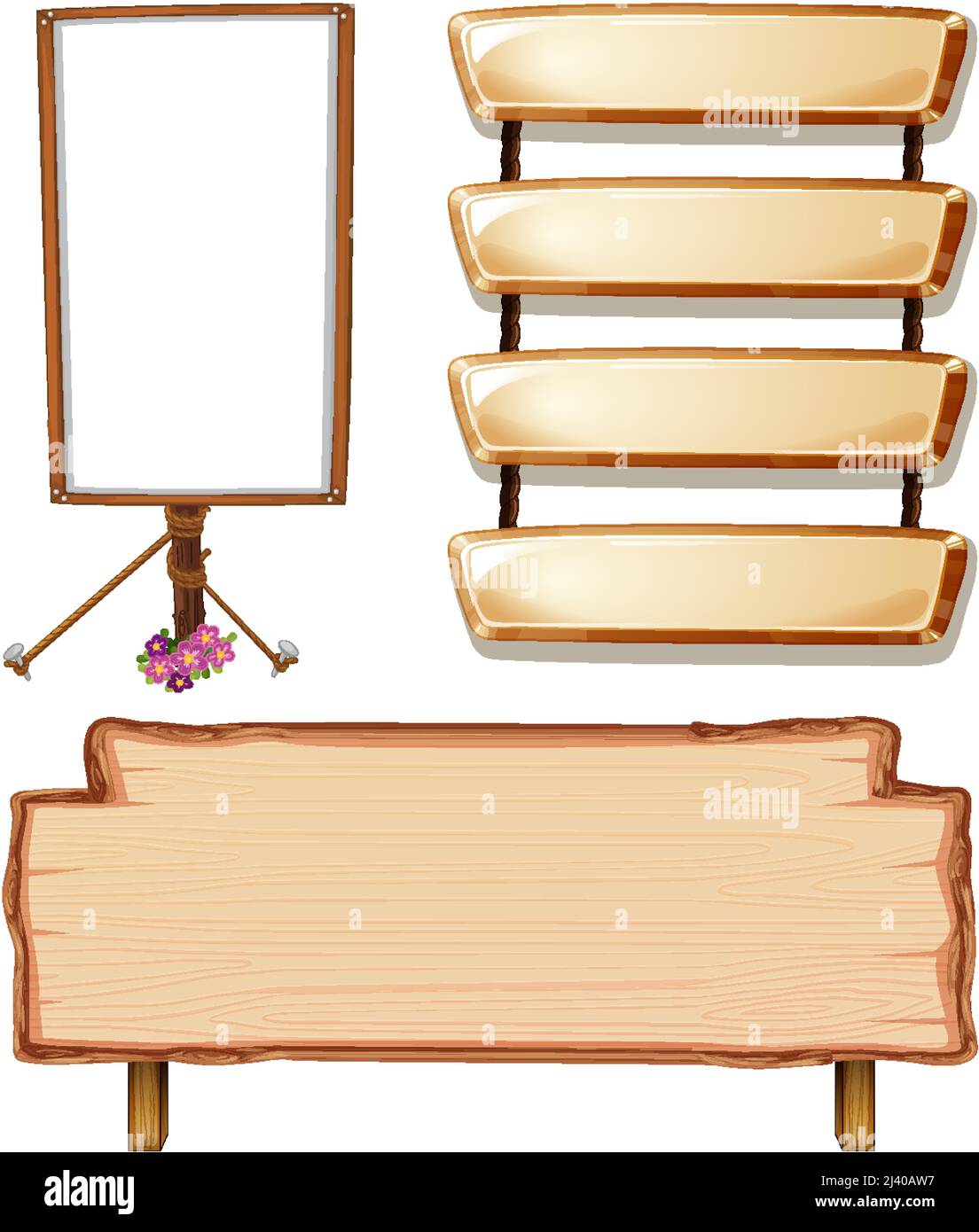 Set of wooden sign banner illustration Stock Vector Image & Art - Alamy