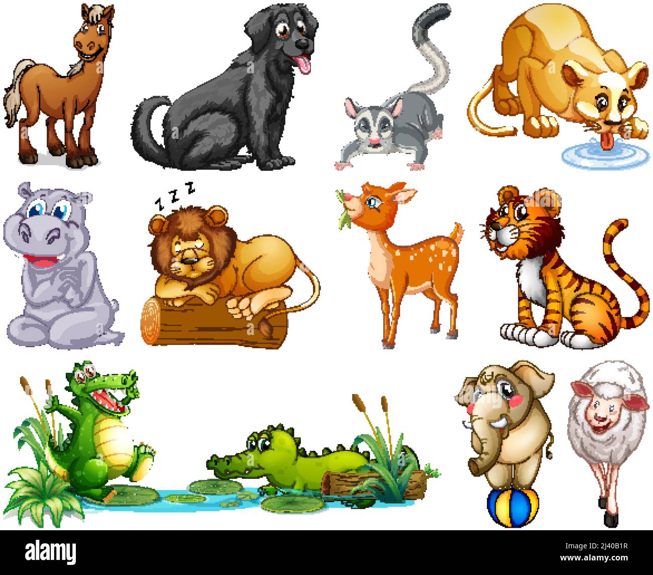 Set of animal cartoon character illustration Stock Vector Image & Art ...