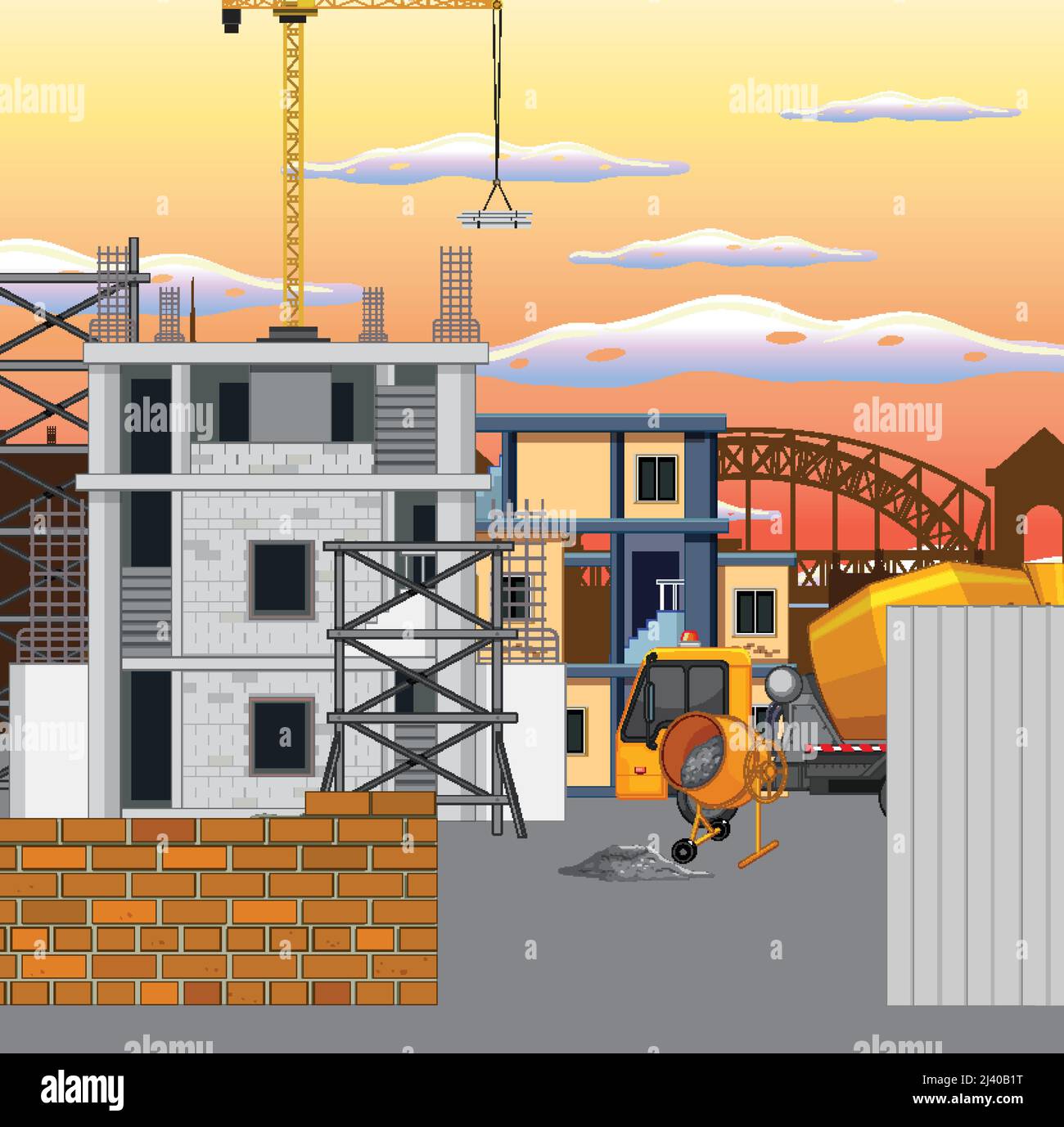 Building construction site scene illustration Stock Vector Image & Art ...