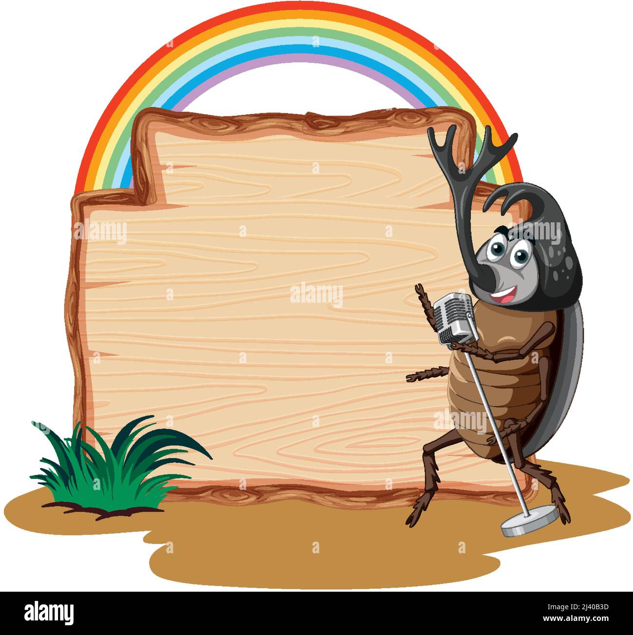 Sign board with beetle on white background illustration Stock Vector ...