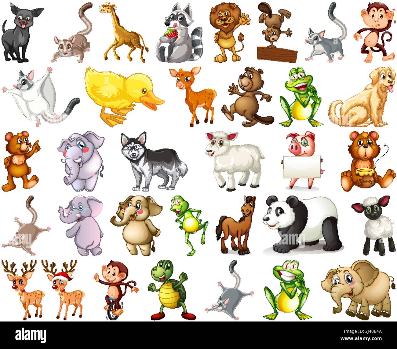 Set of animal cartoon character illustration Stock Vector Image & Art ...