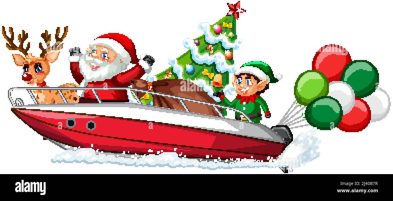Delivery Christmas gift on speed boat illustration Stock Vector Image ...