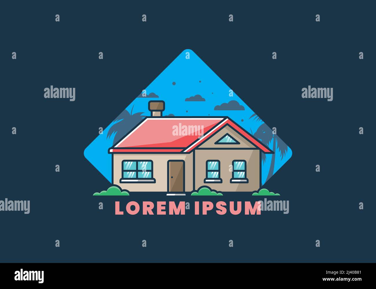 Colorful simple dream house flat illustration design Stock Vector Image ...