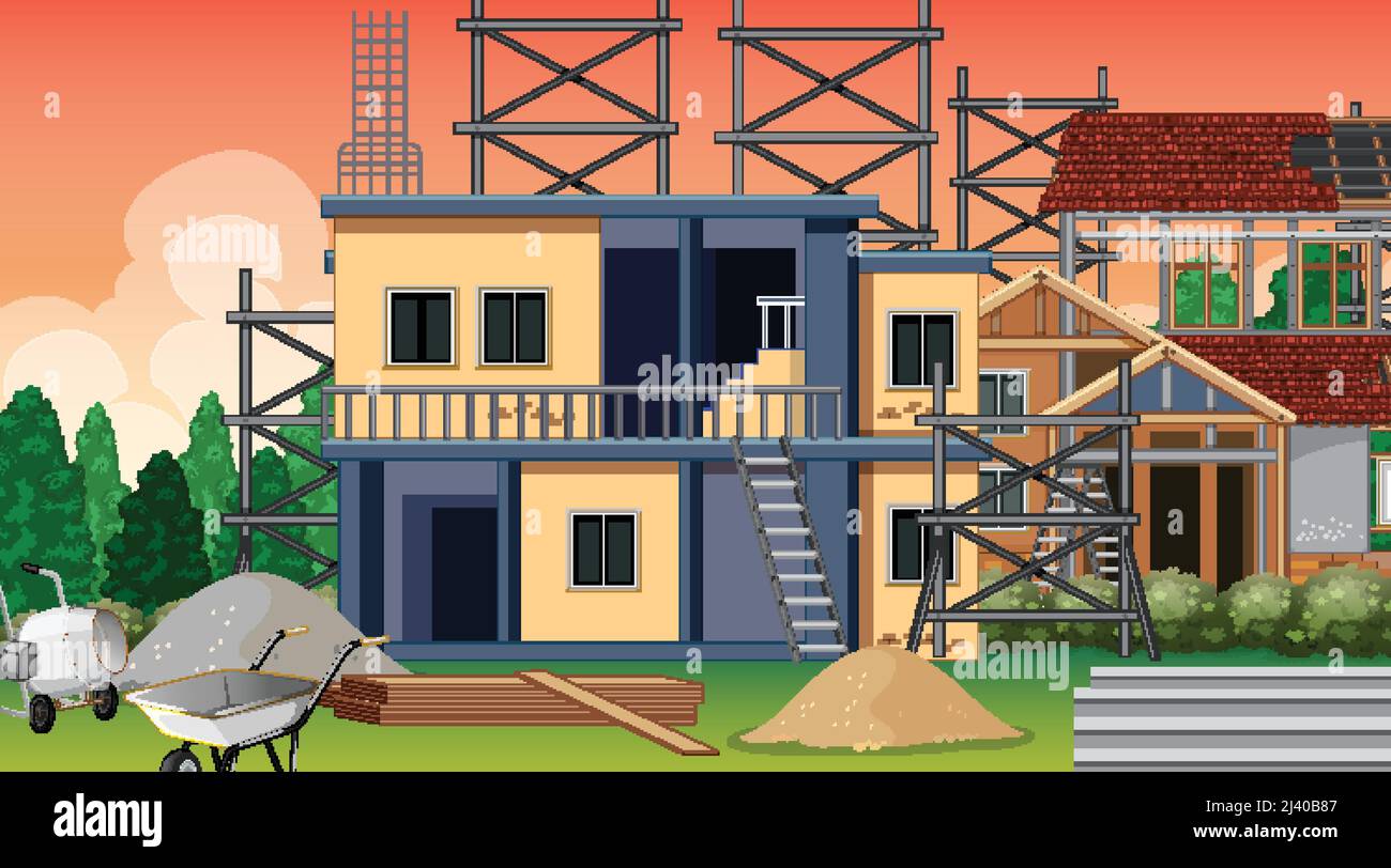 Building construction site scene illustration Stock Vector Image & Art ...