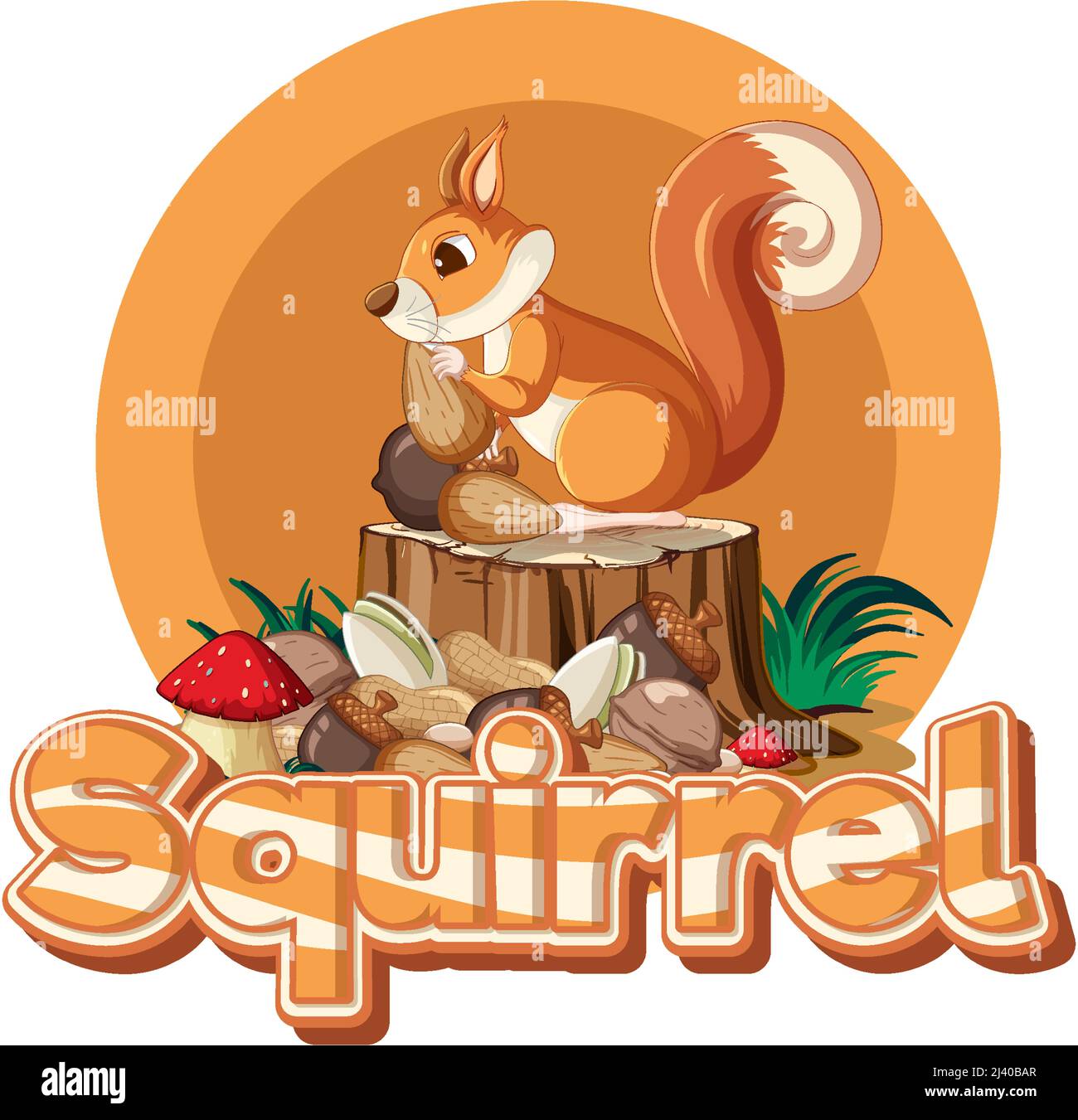 Font design for squirrel in brown illustration Stock Vector Image & Art ...