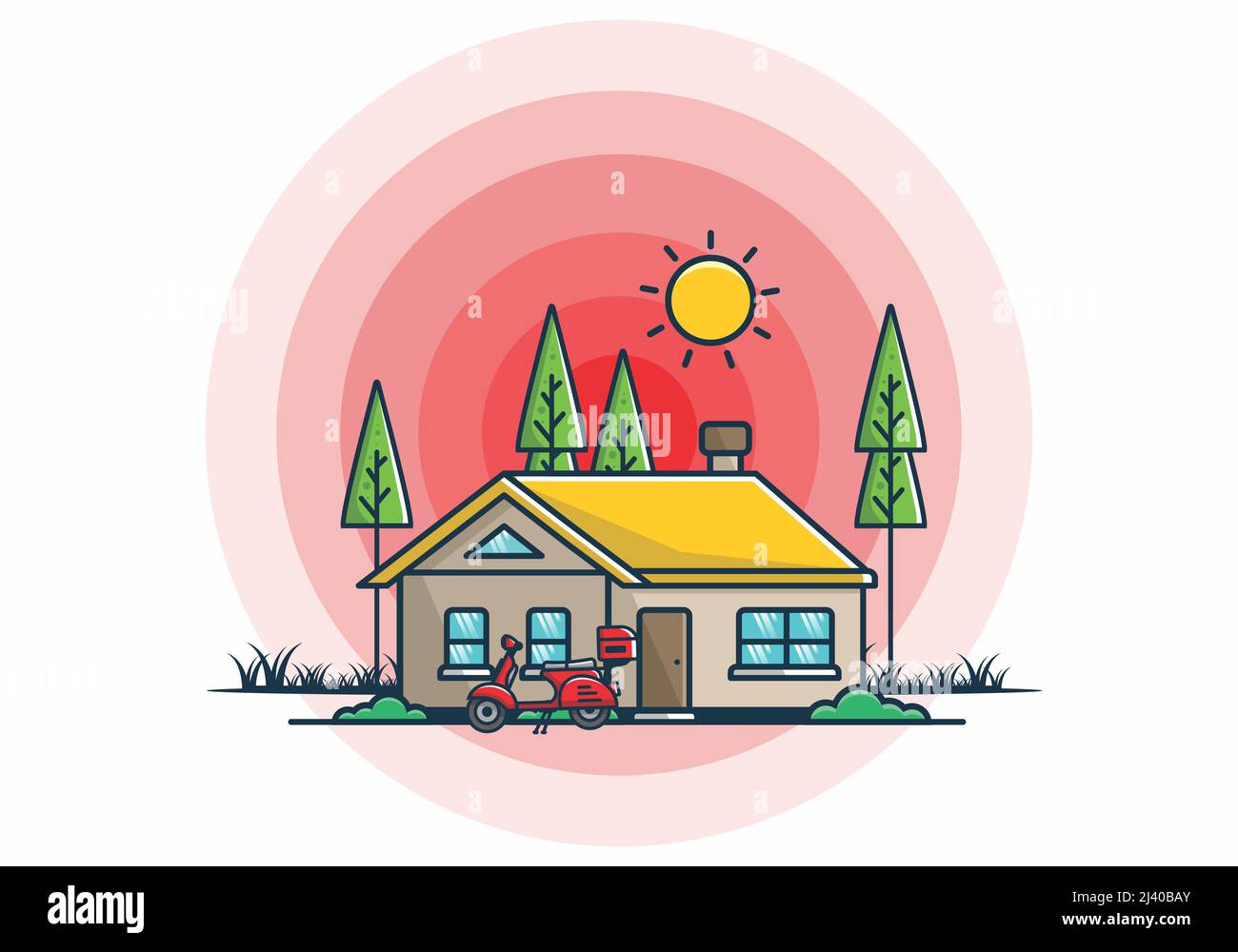 Colorful simple dream house flat illustration design Stock Vector Image ...