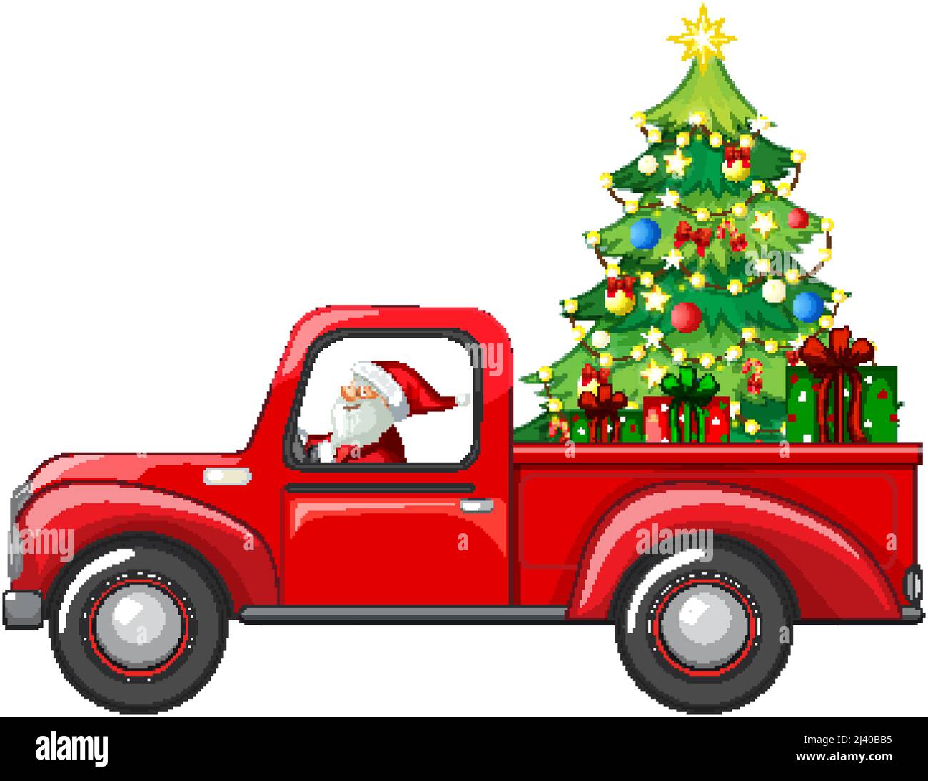 Santa driving car to delivery Christmas gifts illustration Stock Vector ...