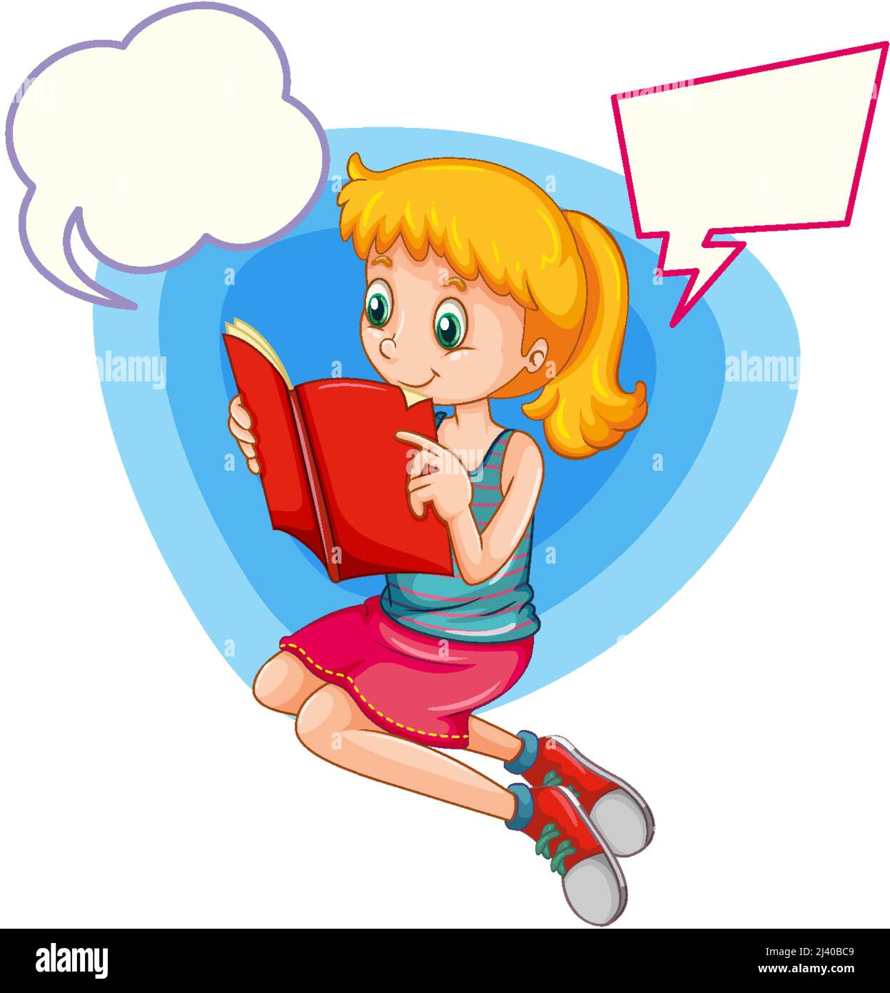 Speech bubble with girl reading book illustration Stock Vector Image ...