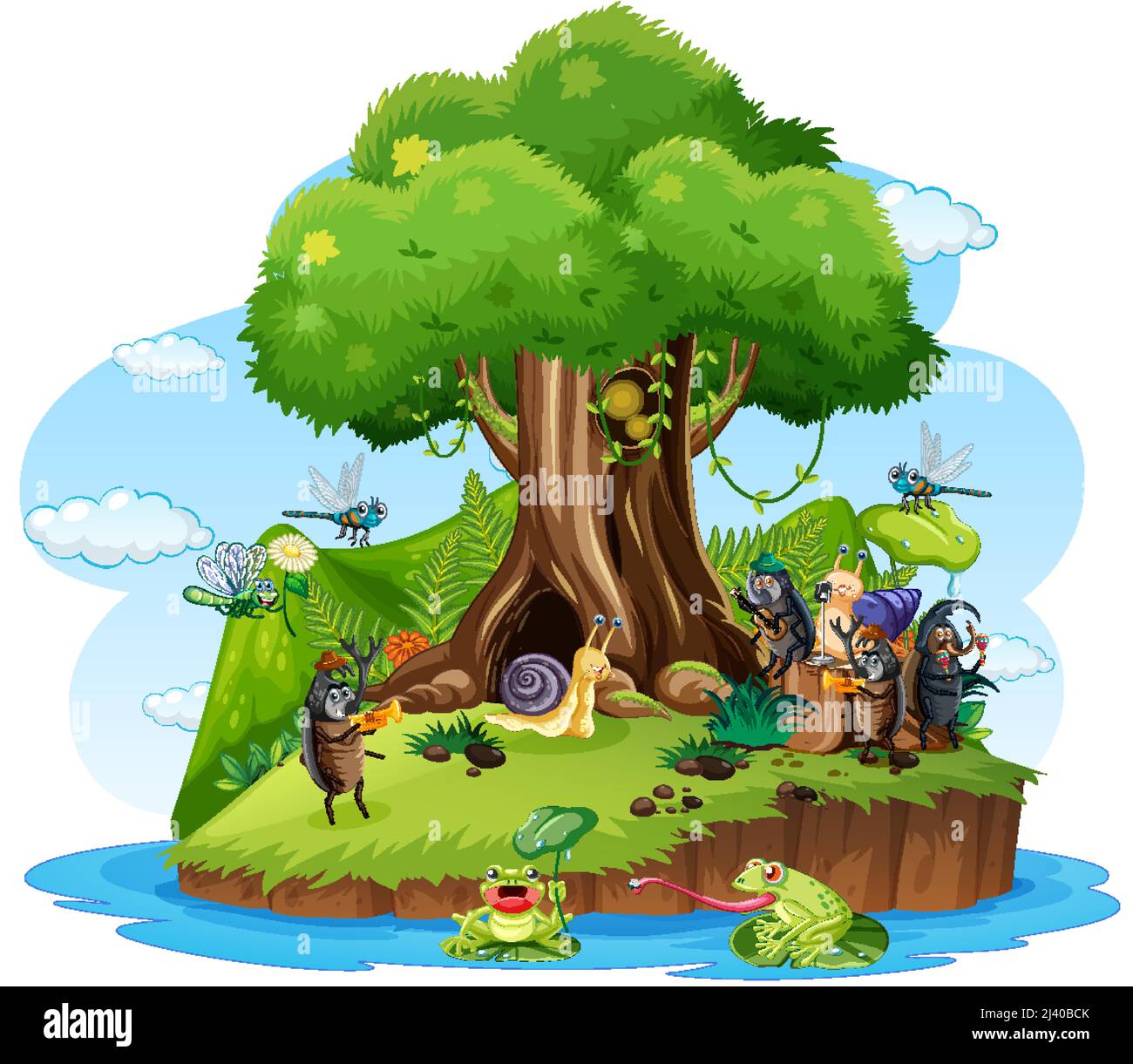 Cartoon insect and beetle in the forest illustration Stock Vector Image ...