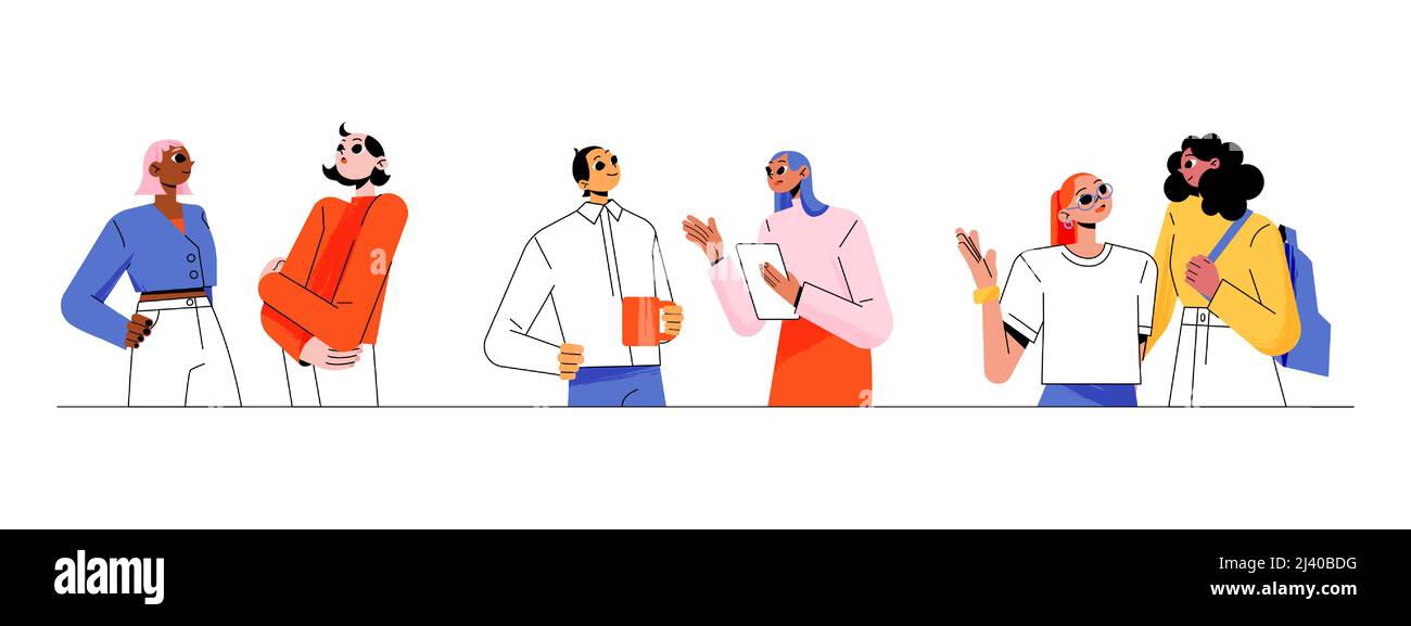 People talk together. Concept of conversation, social network ...