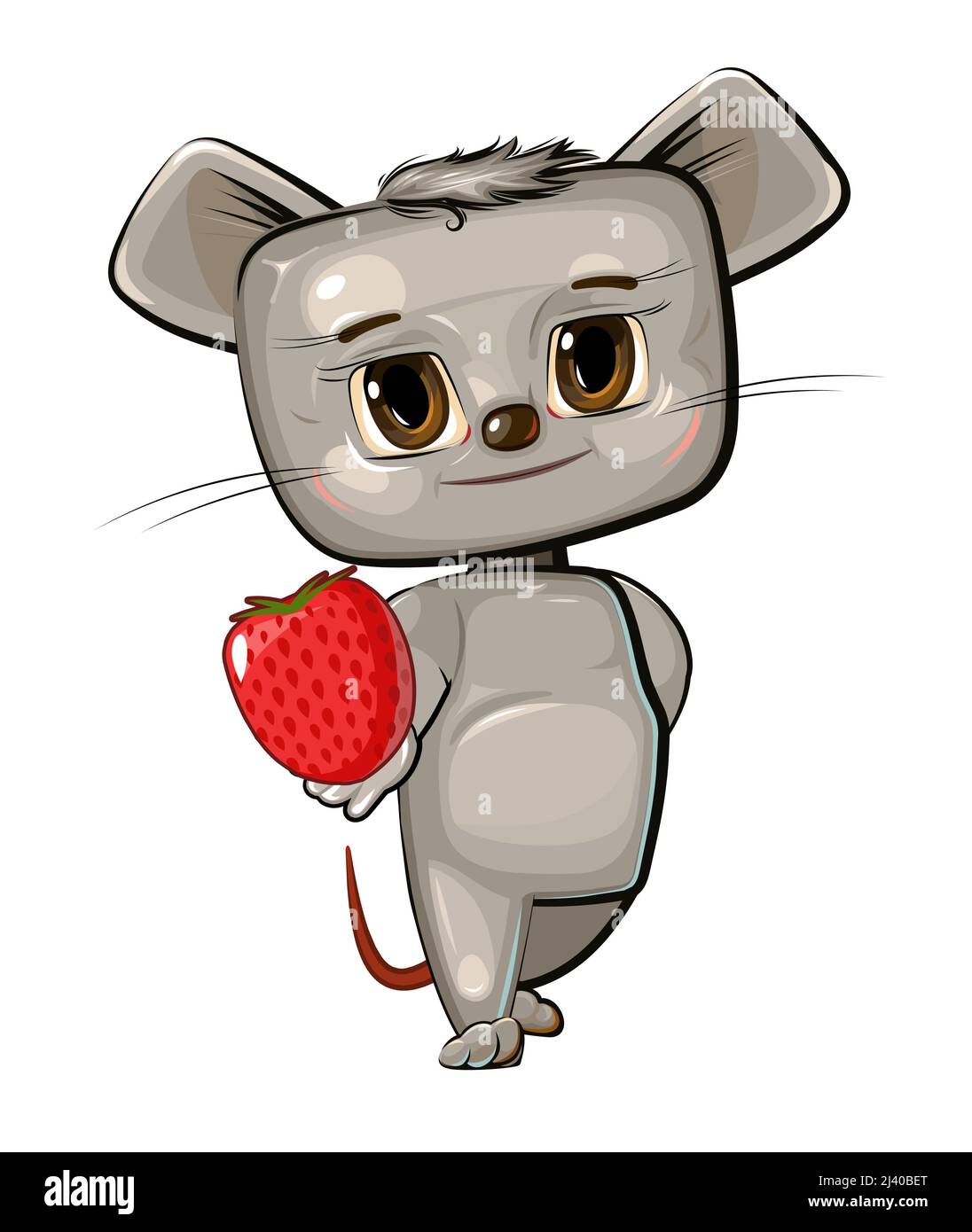 Cute kid Mouse stretches out his hand offering a treat. He wants to ...