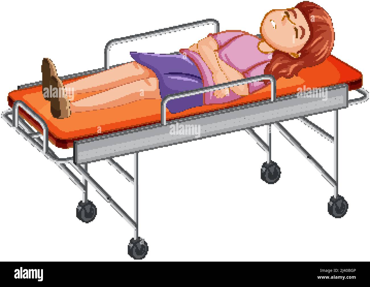 A girl injure lay on emergency bed illustration Stock Vector Image ...