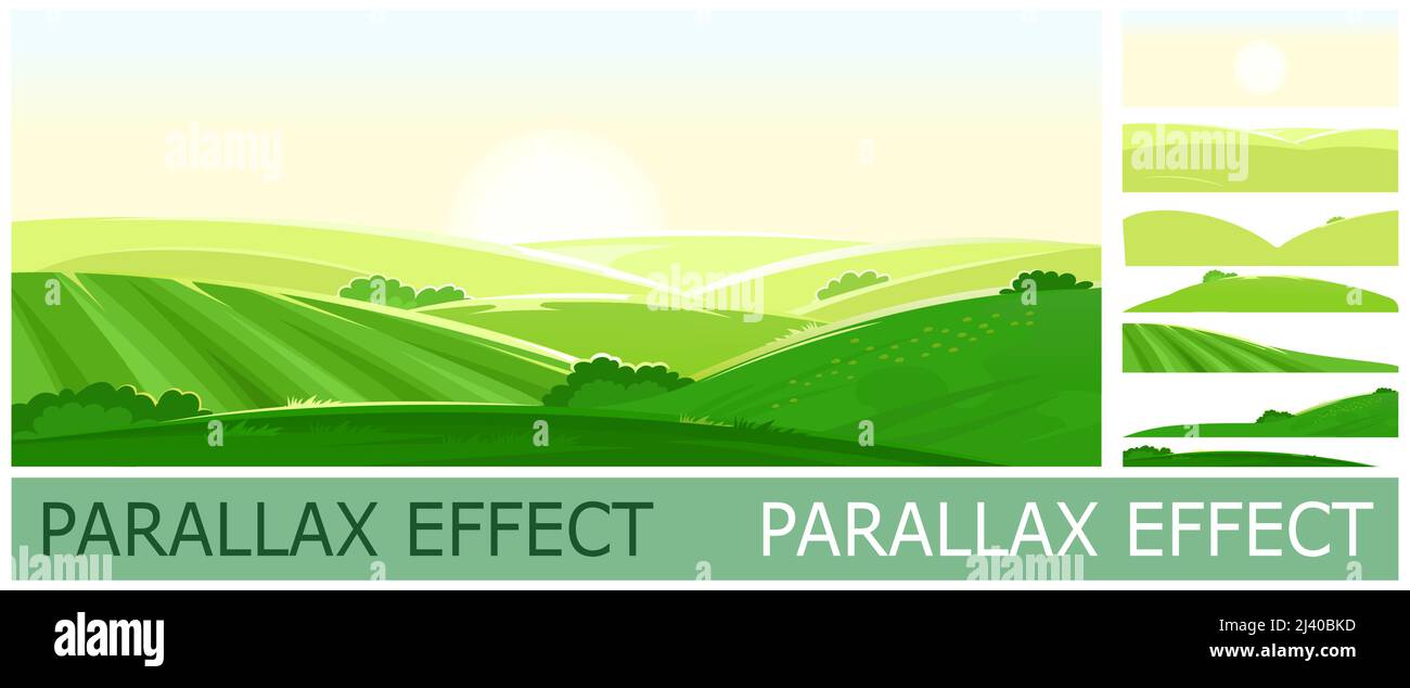 Sunny rural landscape. Image from layers for overlay with parallax ...