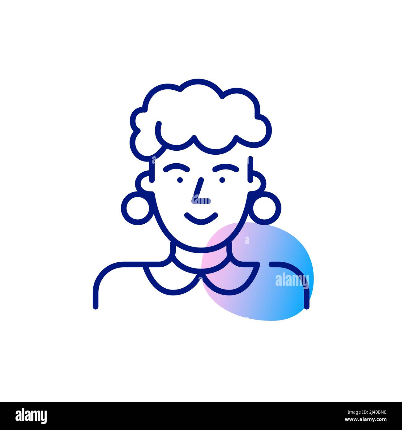 Stylish old lady in retro clothes. Pixel perfect, editable stroke line ...