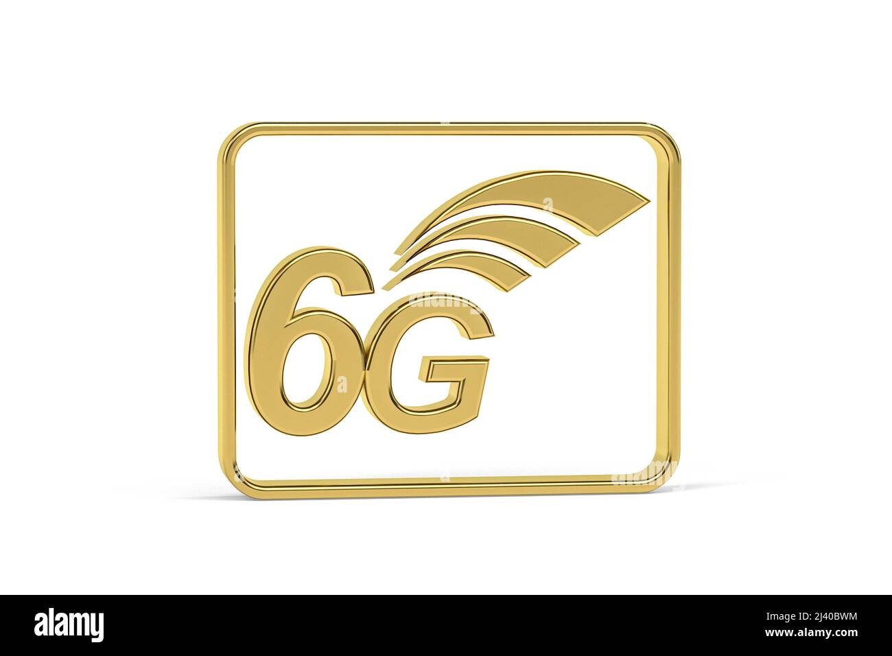 Golden 3d 6G icon isolated on white background - 3d render Stock Photo ...