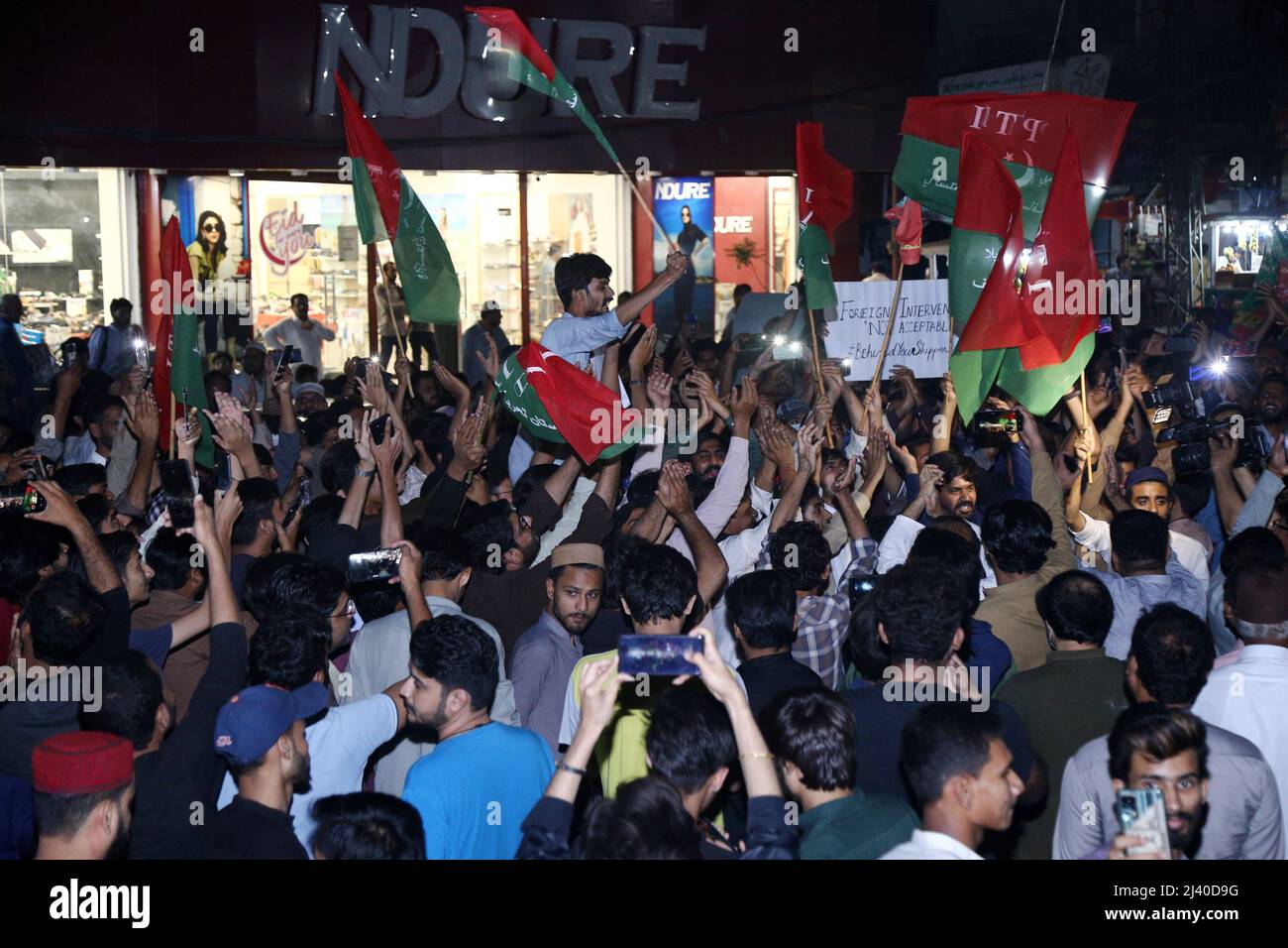 Hyderabad, Sindh, Pakistan. 10th Apr, 2022. Supporters of Pakistan ...