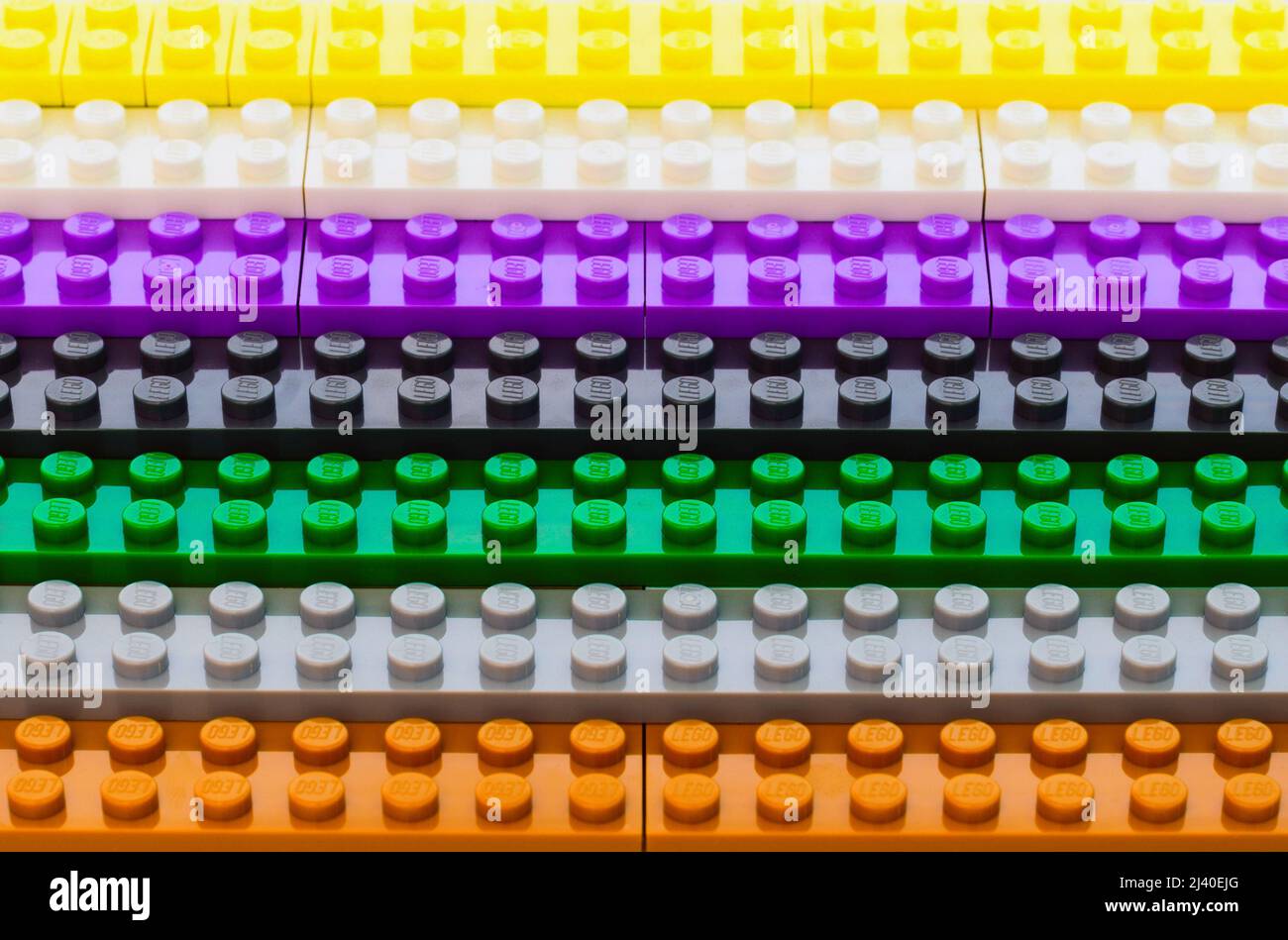 2021: Lego constructor colorful blocks, closeup Stock Photo - Alamy