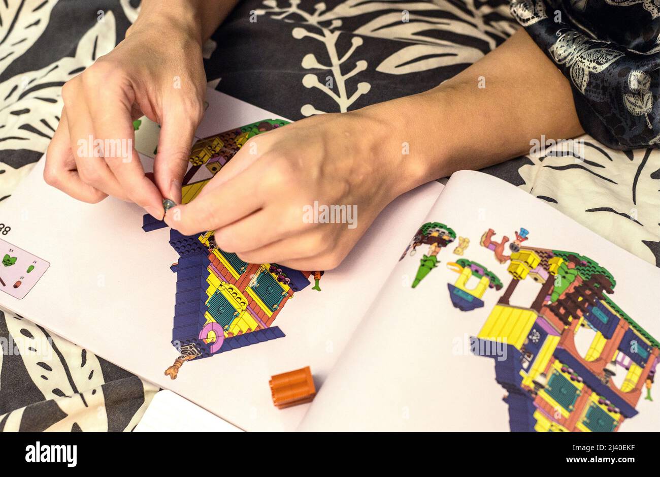 Lego constructor Friends serie at installation process Stock Photo - Alamy