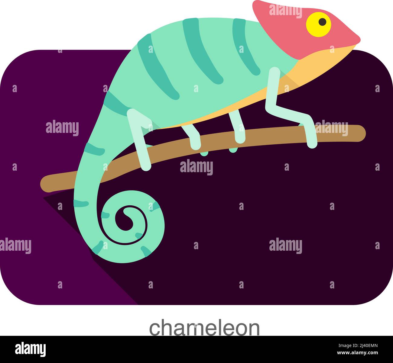 Chameleon flat icon design. Animal icons series Stock Vector Image ...