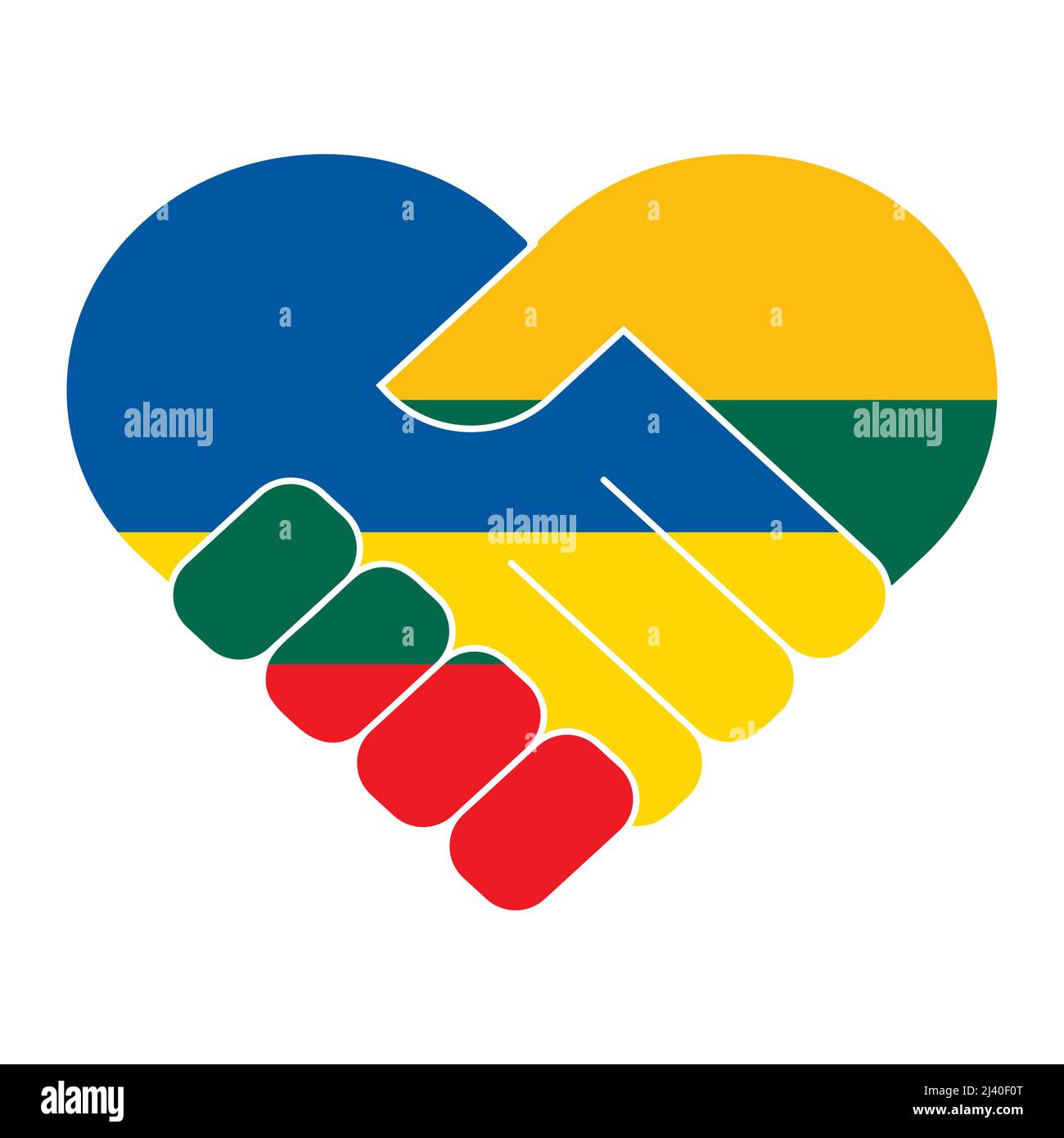 Handshake symbol in the colors of the national flags of Lithuania and ...