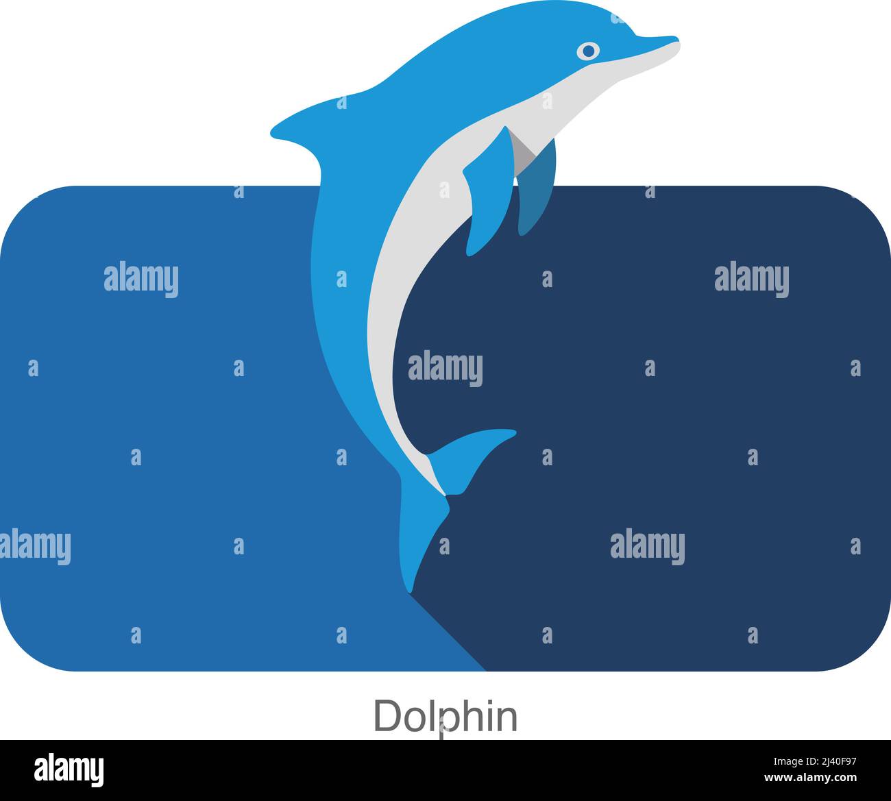 Dolphin jumping outside the sea flat icon design, vector illustration ...