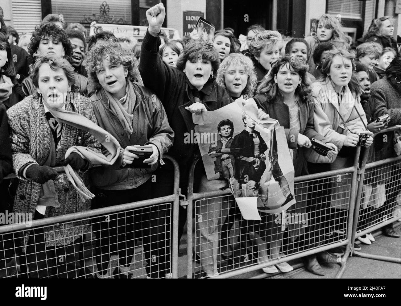 Fans waiting for the arrival of Ah Ha at ABC studios Hollywood, 1985 ...
