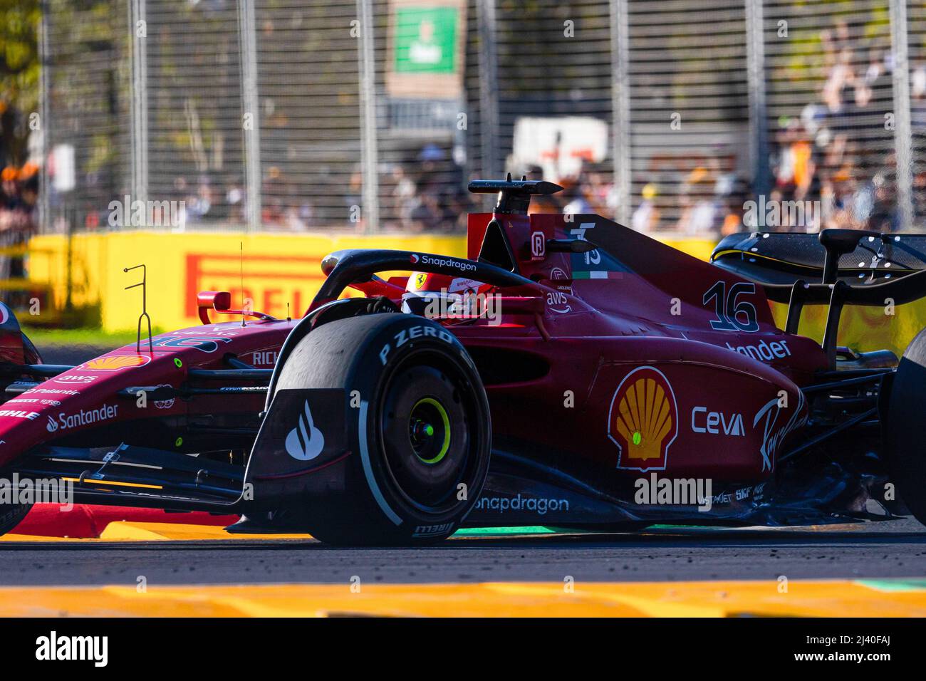 Charles Leclerc of Monaco drives the number 16 Ferrari F1-75 during the ...