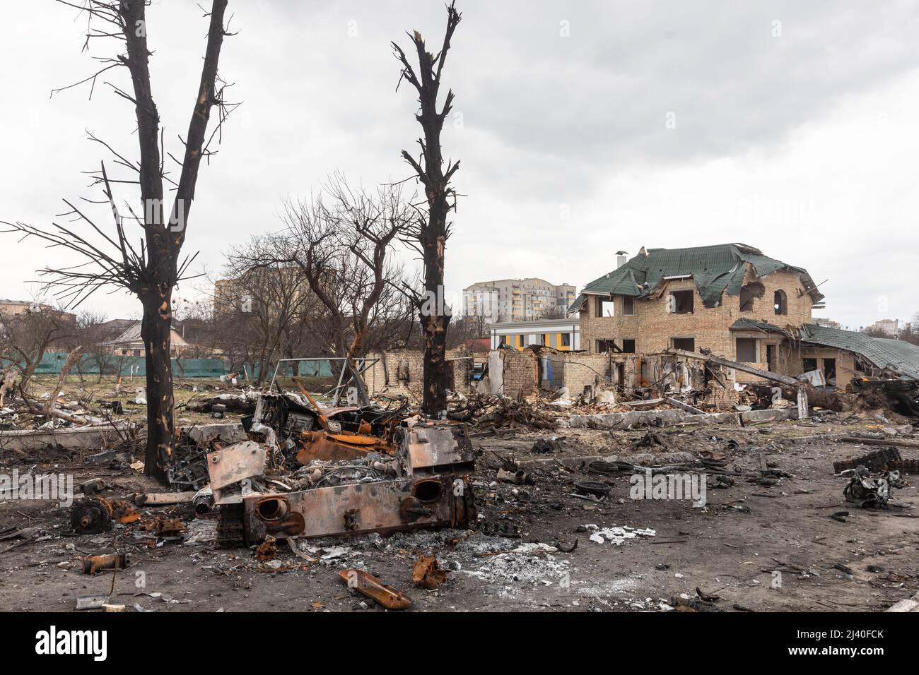 Bucha, Ukraine. 06th Apr, 2022. Chaos and devastation on the streets of ...