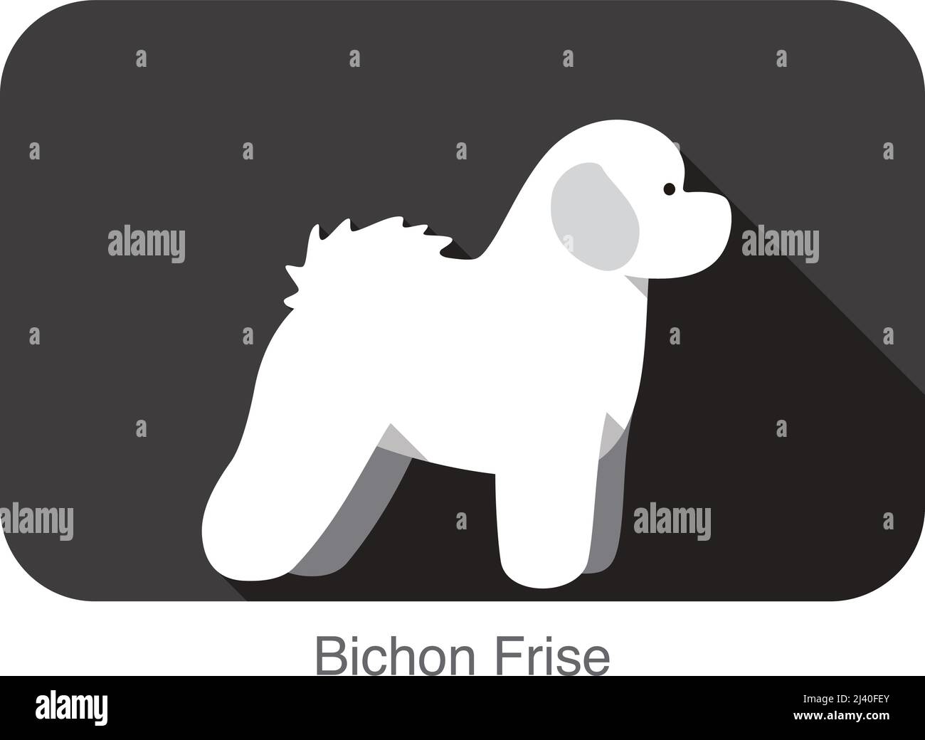 Bichon Frise dog breed flat icon design, vector illustration Stock ...