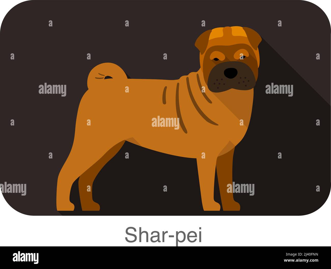Breed dog standing on the ground, side, face forward, dog cartoon image ...