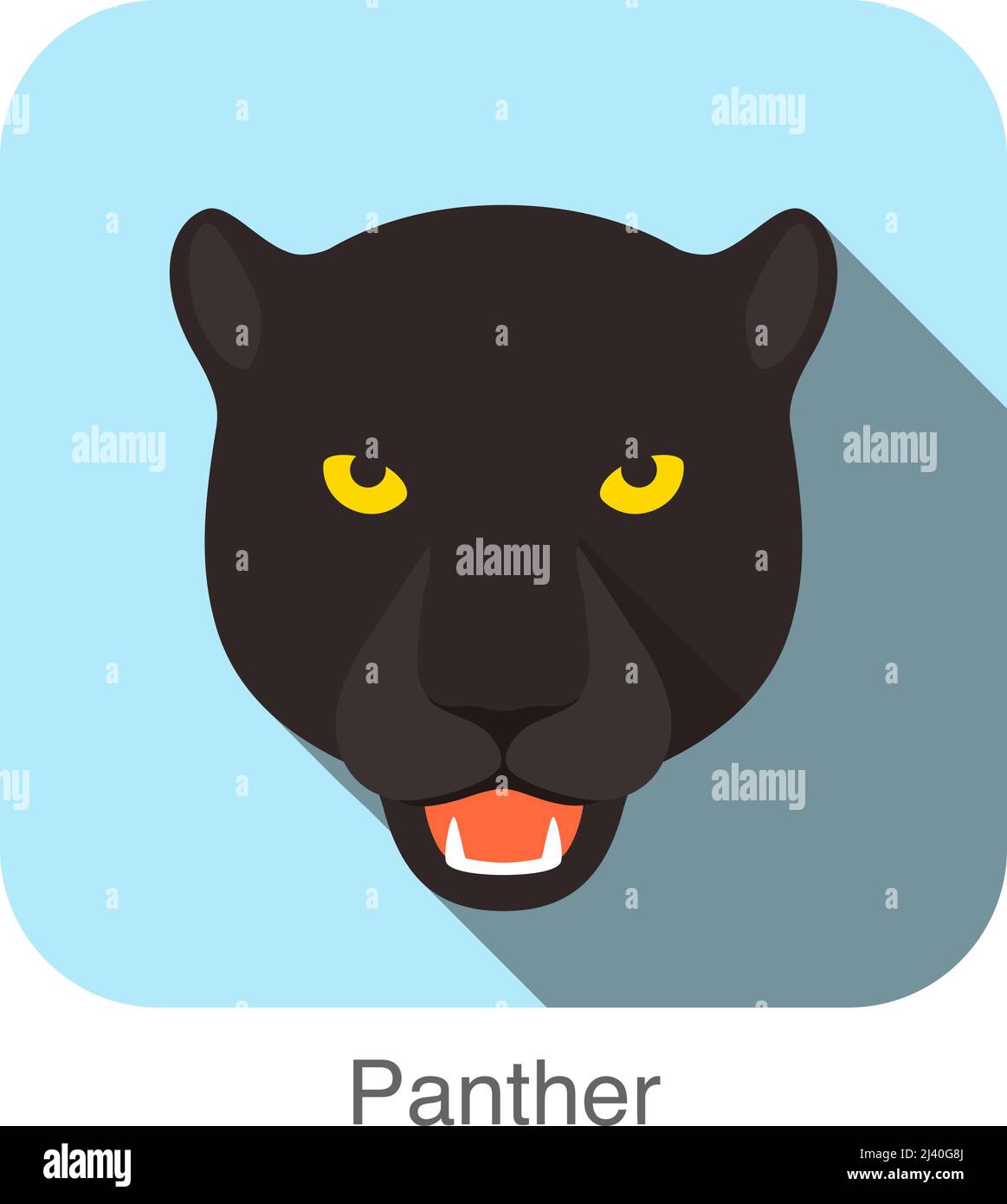 Panther, Cat breed face cartoon flat icon design Stock Vector Image ...