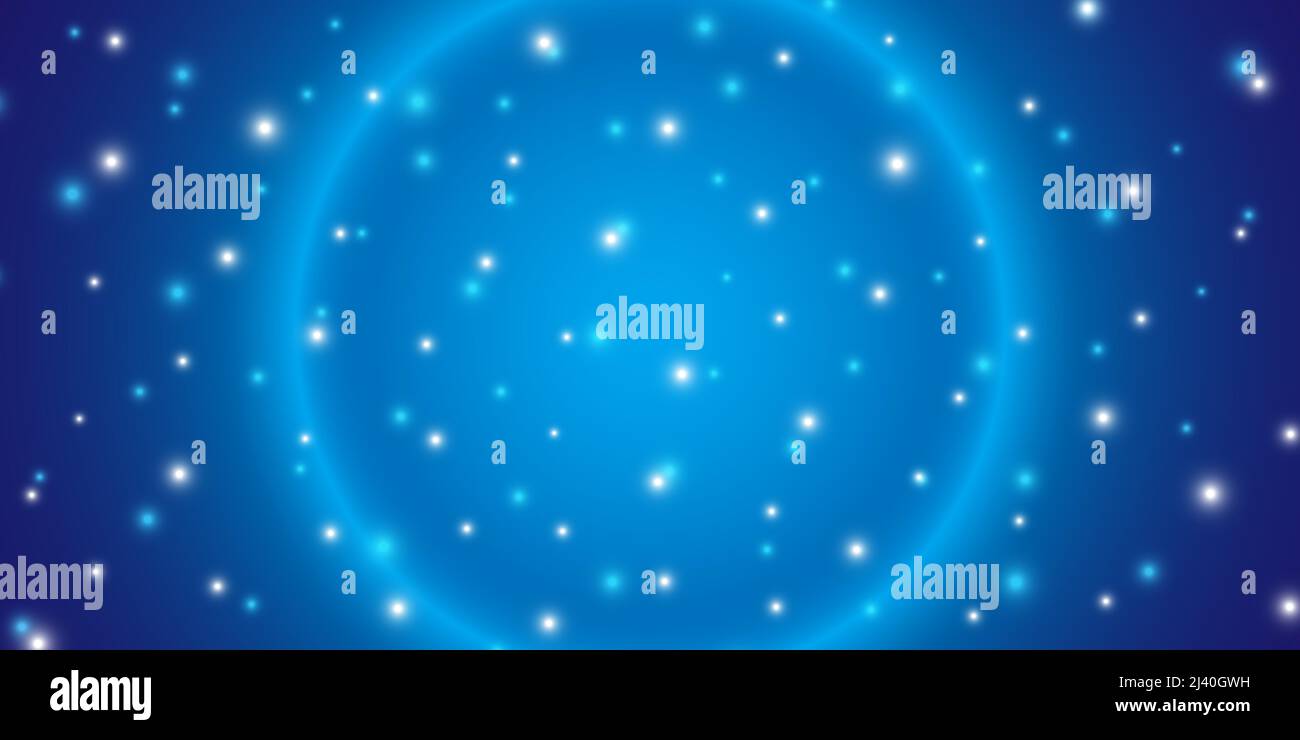 Blue space horizontal vector background with abstract planet halo and ...