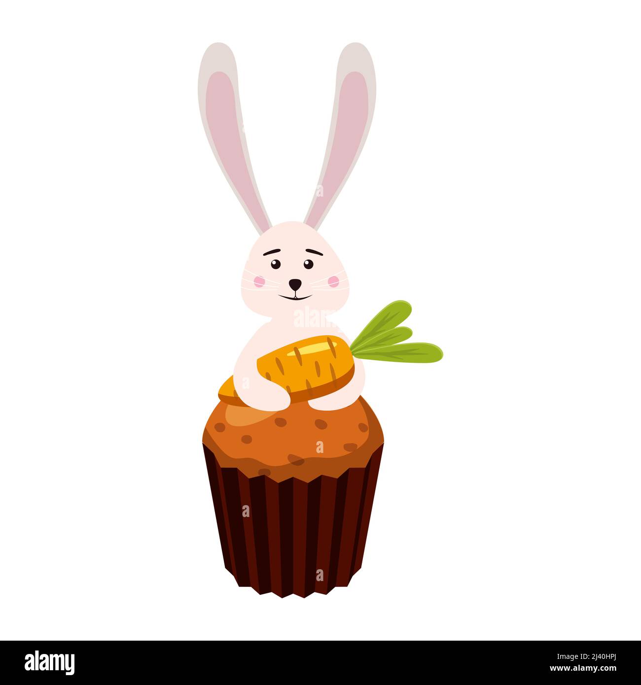 Easter cupcake with Bunny and carrot, muffin. Sweet food, dessert Stock ...