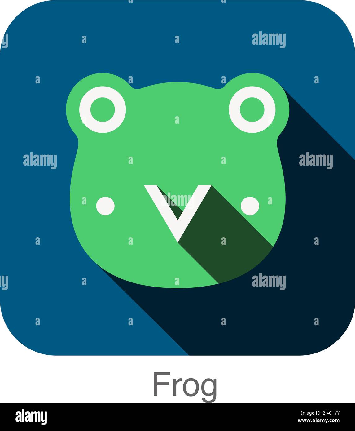 frog face flat icon design. Animal icons series Stock Vector Image ...