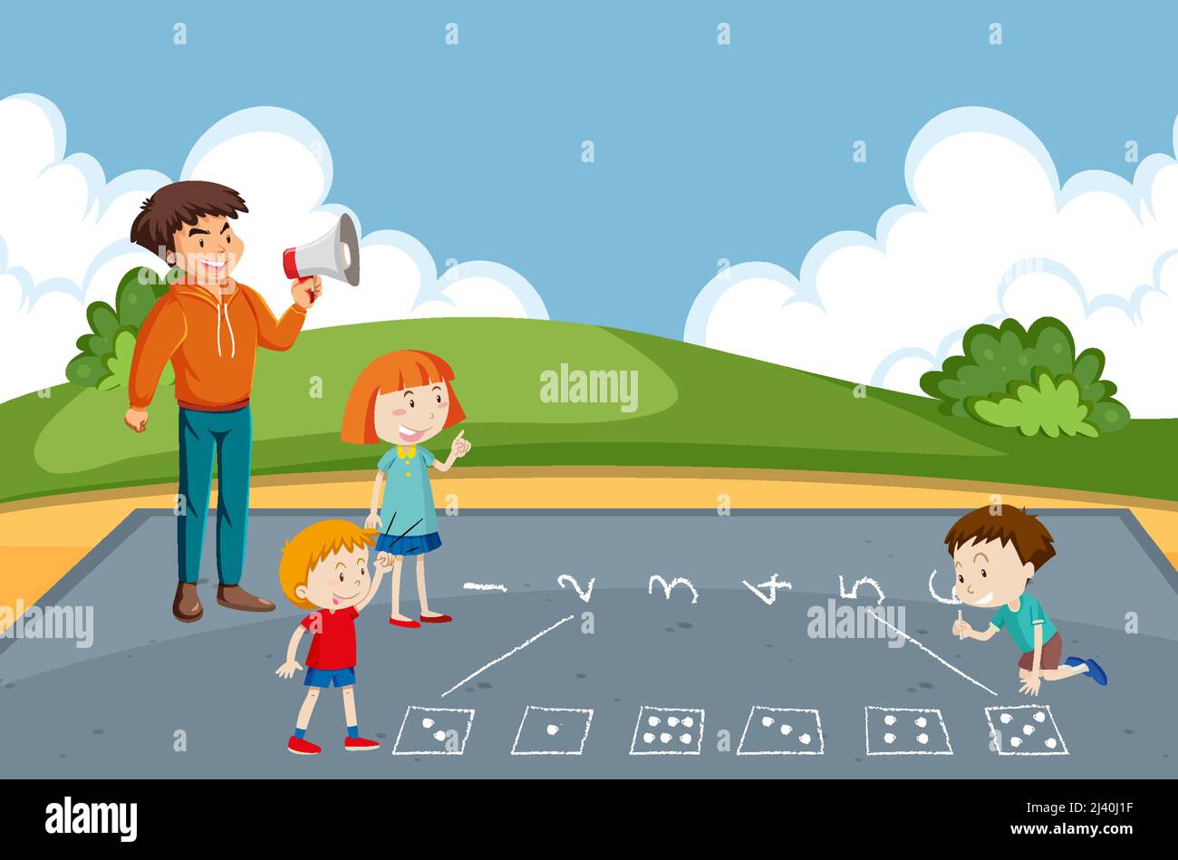 Kids doing physical activity illustration Stock Vector Image & Art - Alamy