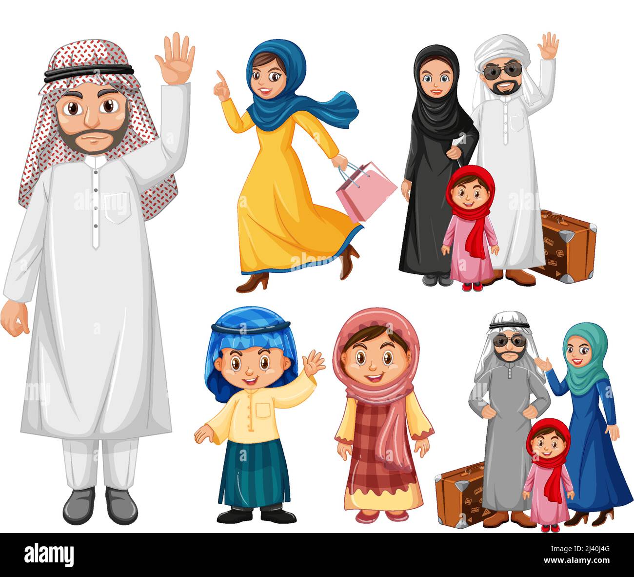 Arabic people with family illustration Stock Vector Image & Art - Alamy