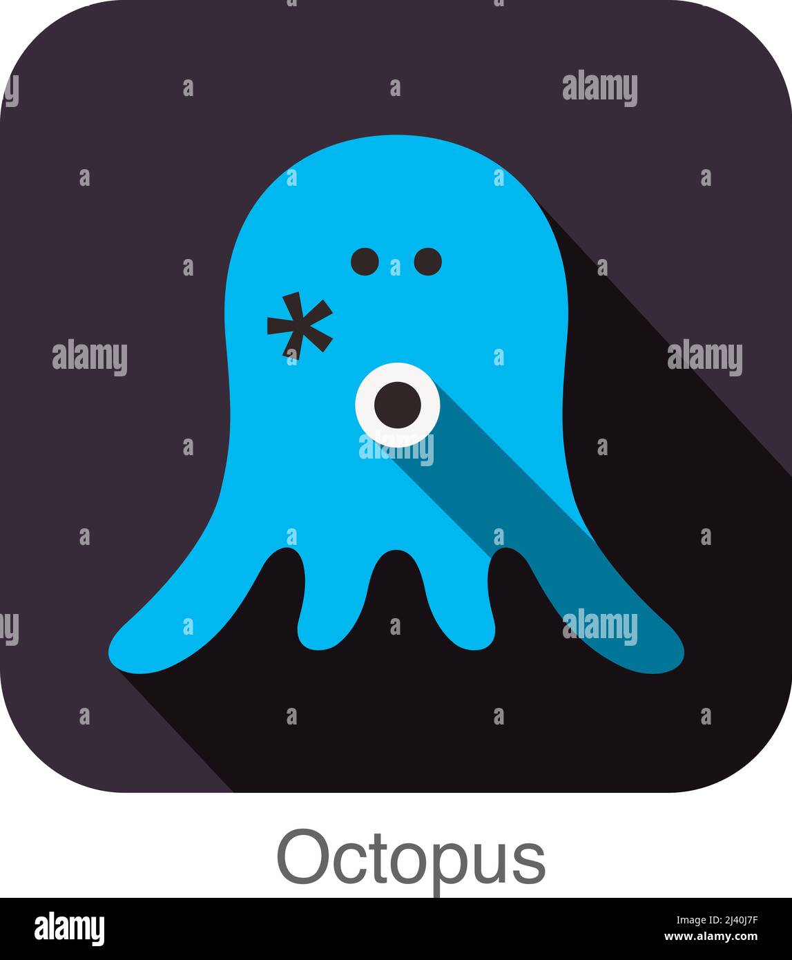 octopus face flat icon design. Animal icons series Stock Vector Image ...