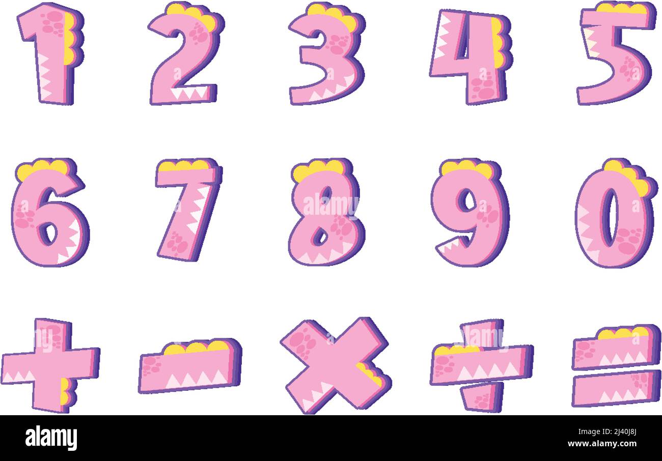 Counting number 0 to 9 and math symbols illustration Stock Vector Image ...