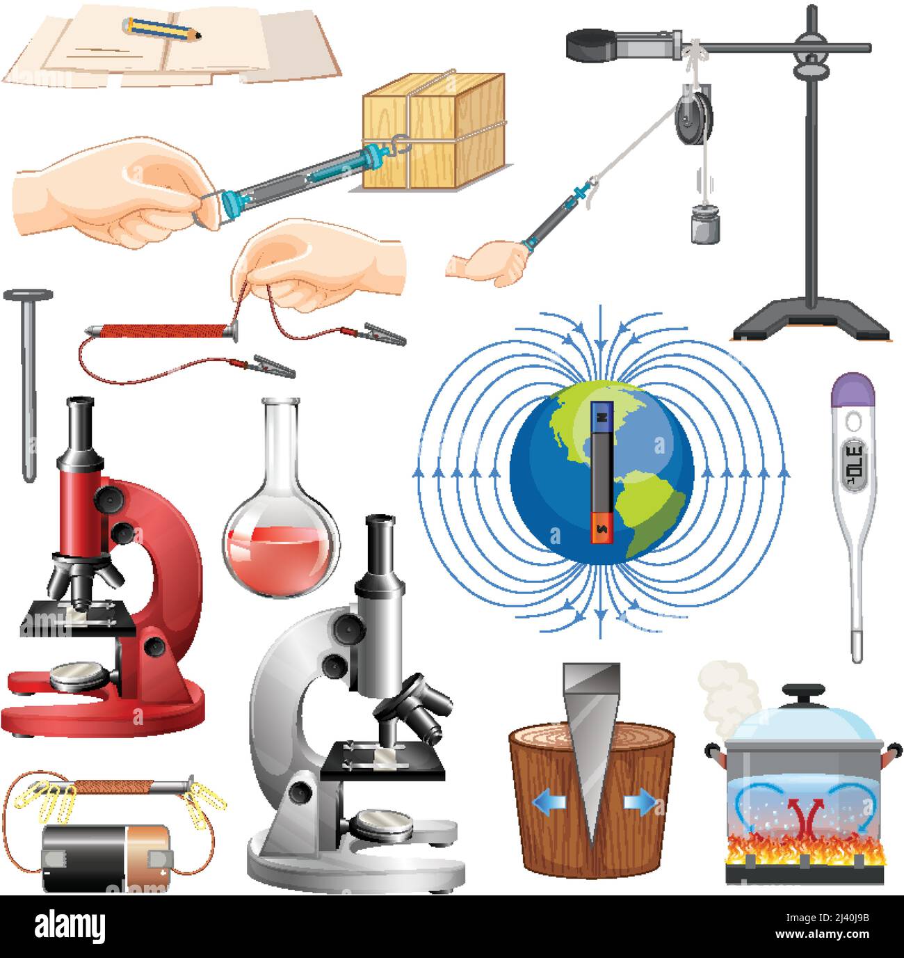 Science equipments on white background illustration Stock Vector Image ...