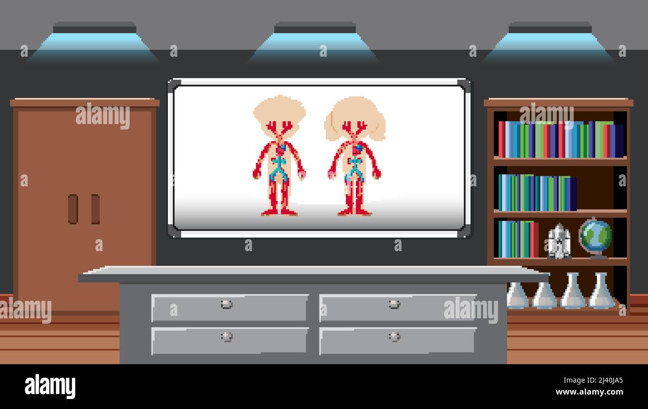 Science laboratory room for chemical experiments illustration Stock ...