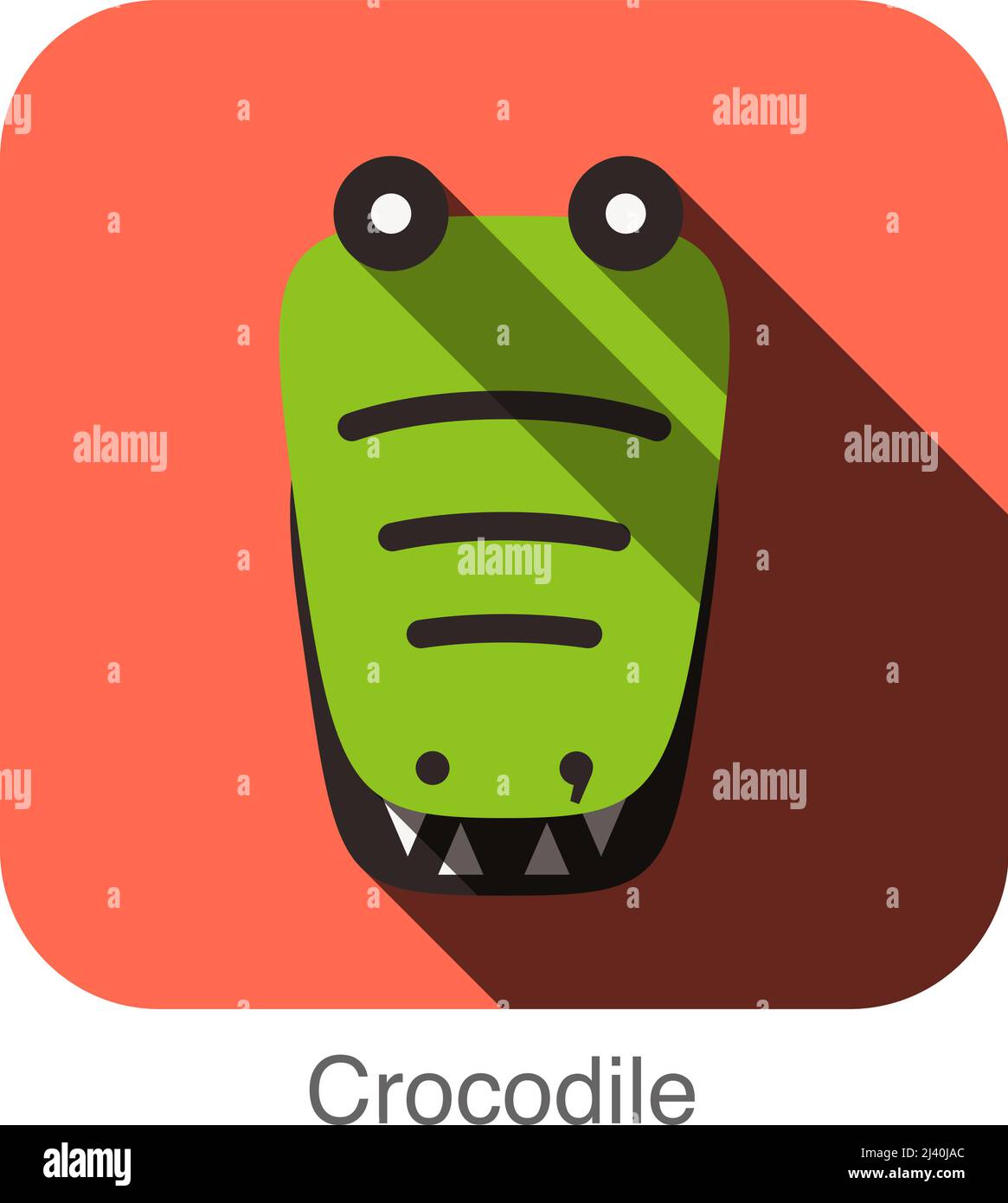 Crocodile face flat icon design. Animal icons series Stock Vector Image ...