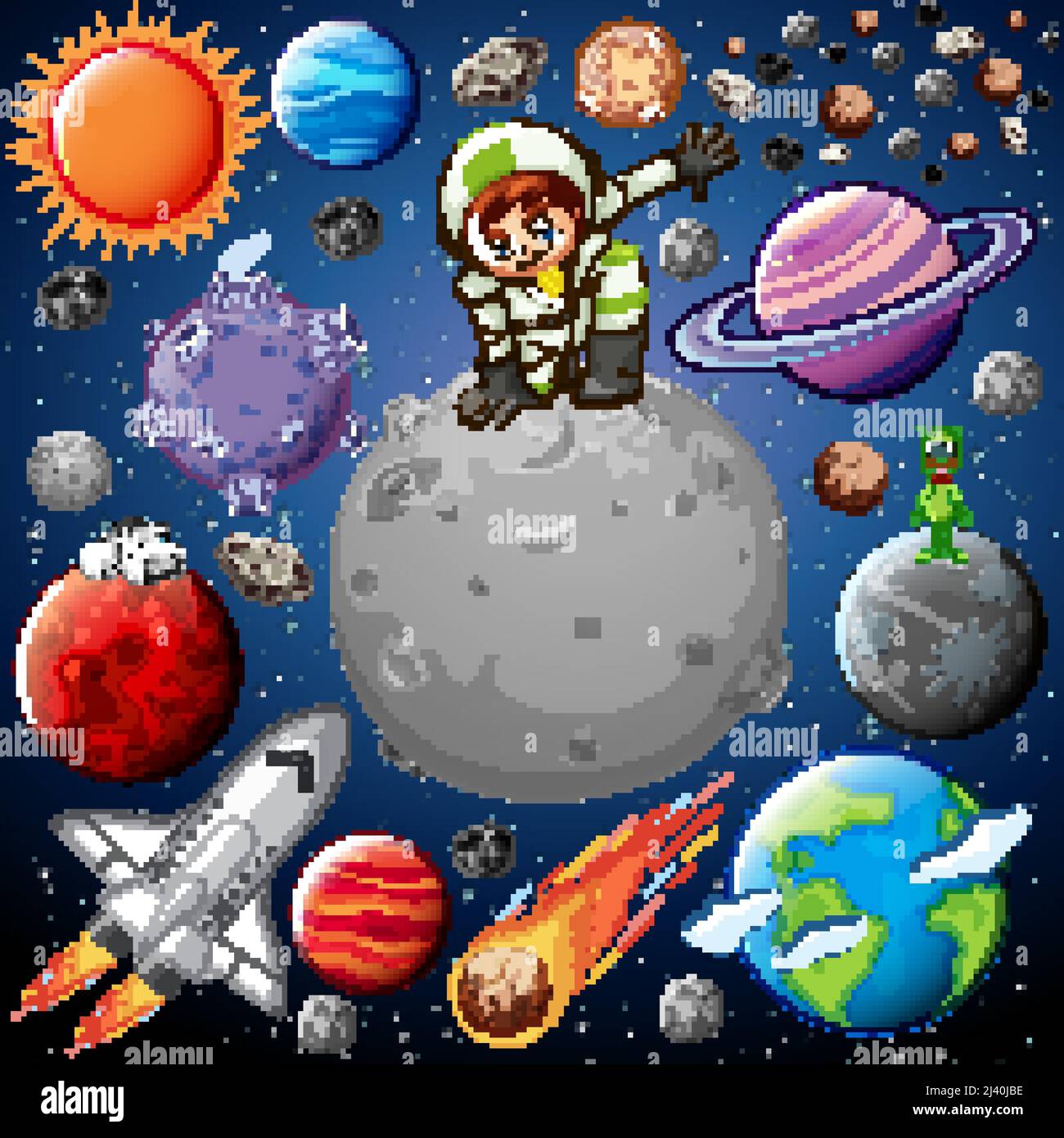 Set of space objects in space illustration Stock Vector Image & Art - Alamy