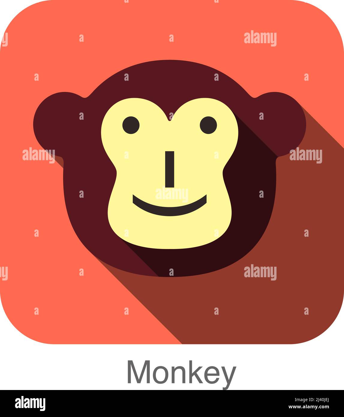 monkey face flat icon design. Animal icons series Stock Vector Image ...