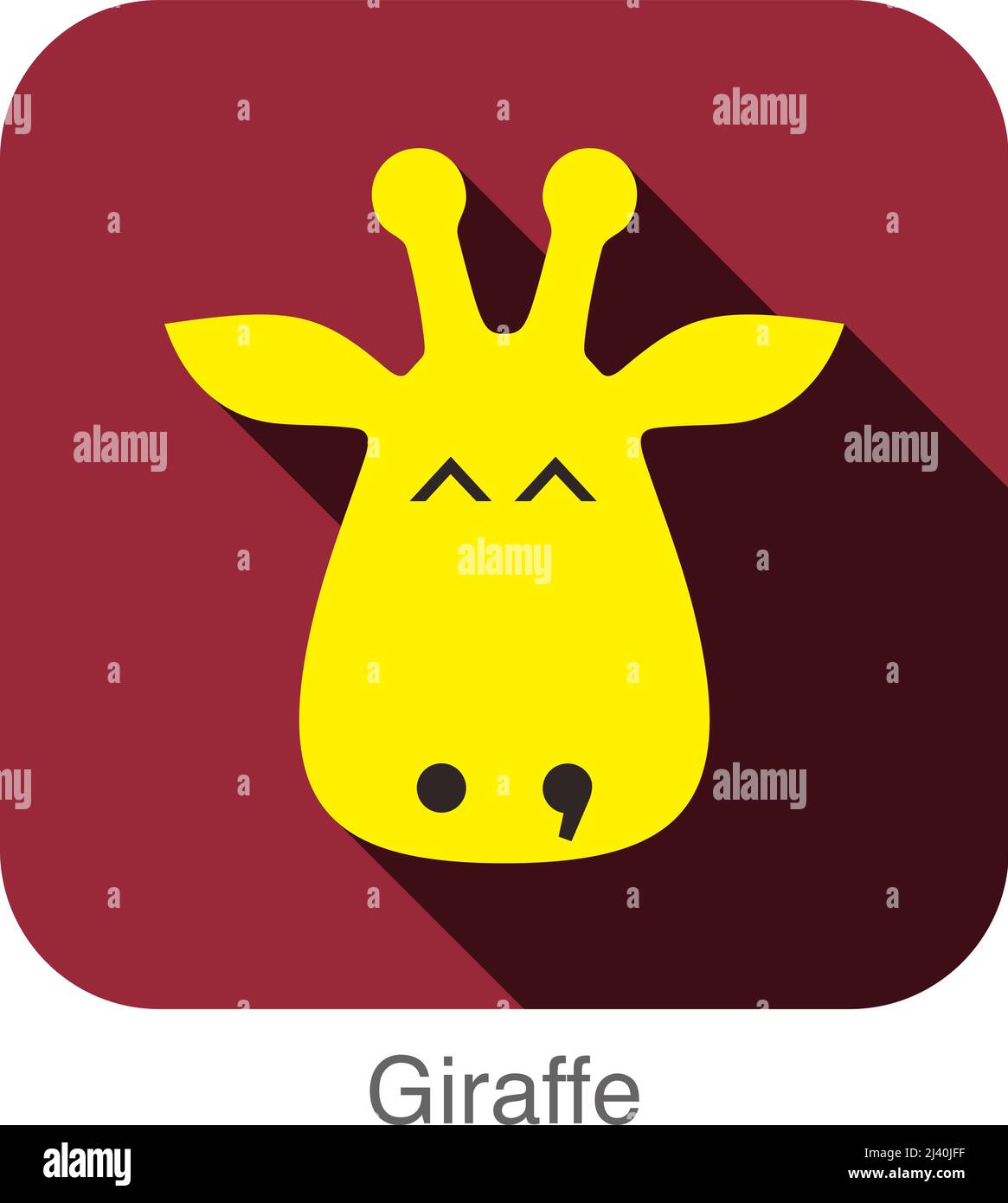 Giraffe face flat icon design. Animal icons series Stock Vector Image ...